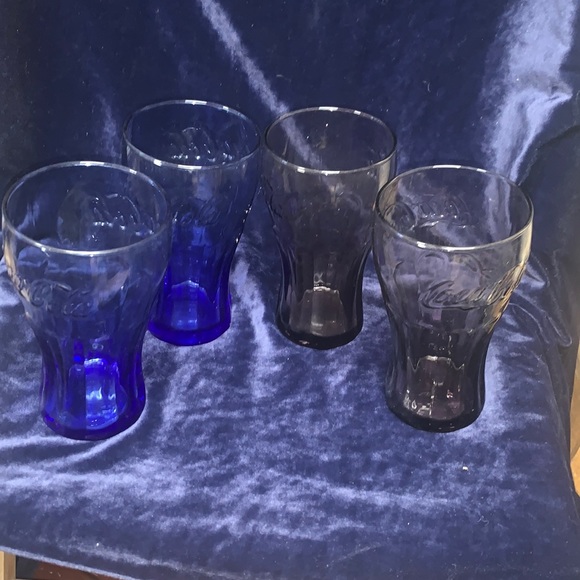 Coca Cola | Other | Set Of 4 Coca Cola Blue And Purple | Poshmark